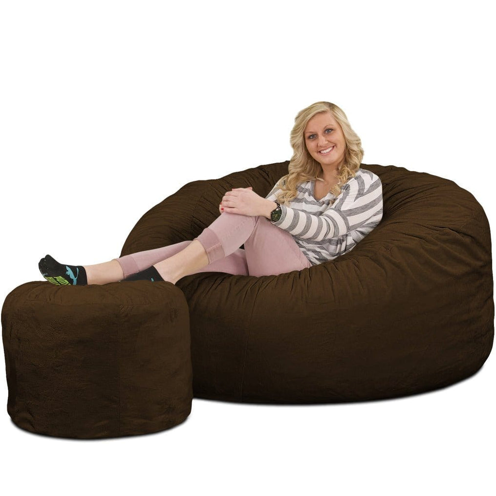 Giant Bean Bag: 5 Foot Bean Bag Chair Bundle with Footstool for Sale ...